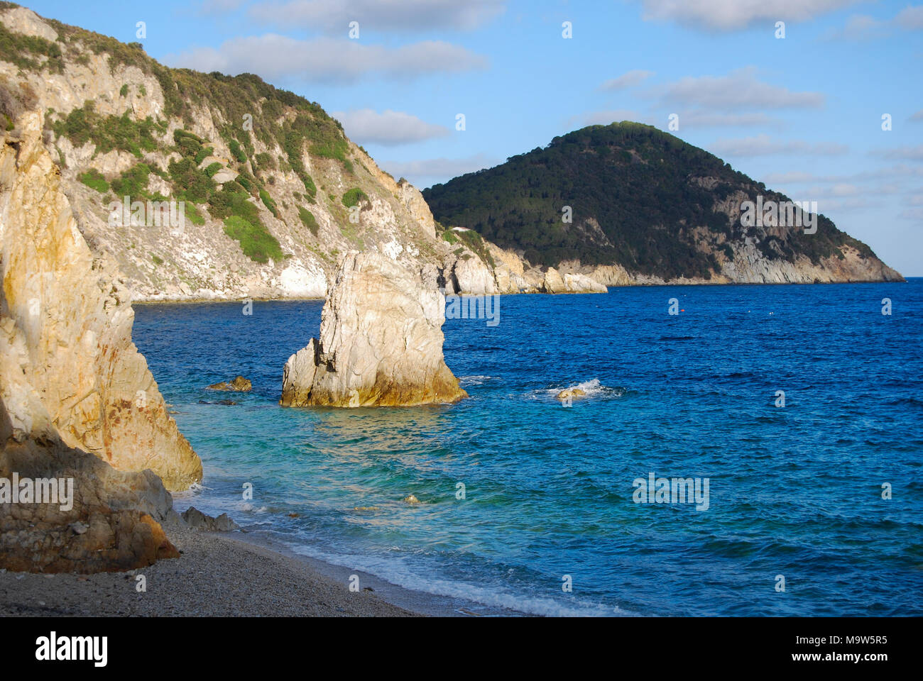 Panorama with reef on Sansone beach - Elba island - Italy Stock Photo ...