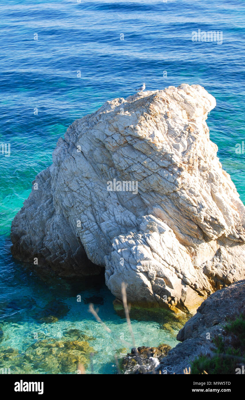 Panorama with reef on Sansone beach - Elba island - Italy Stock Photo ...