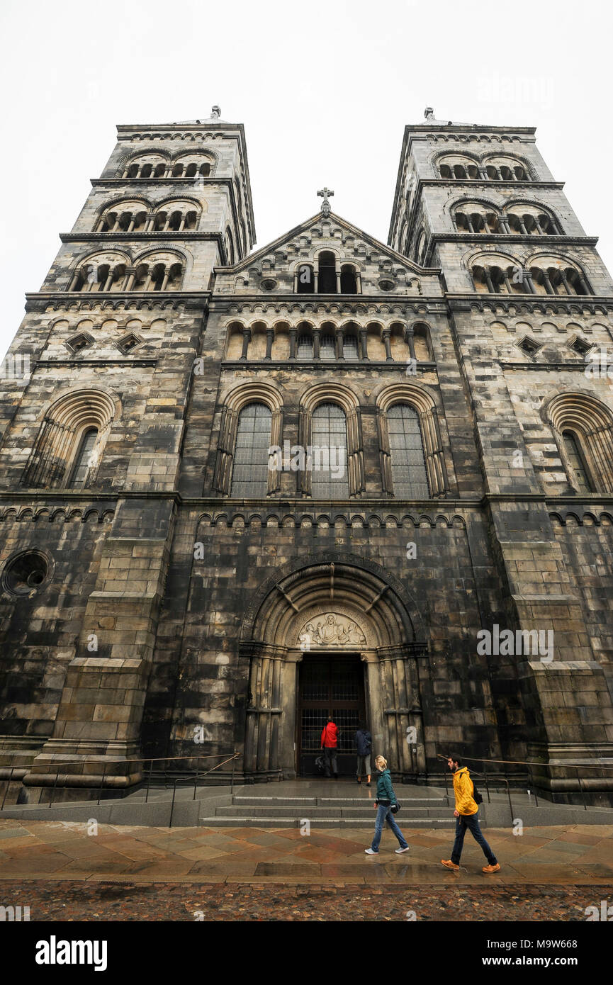 Romanesque Lunds domkyrka (Lund Cathedral) in Lund, Scania, Sweden ...