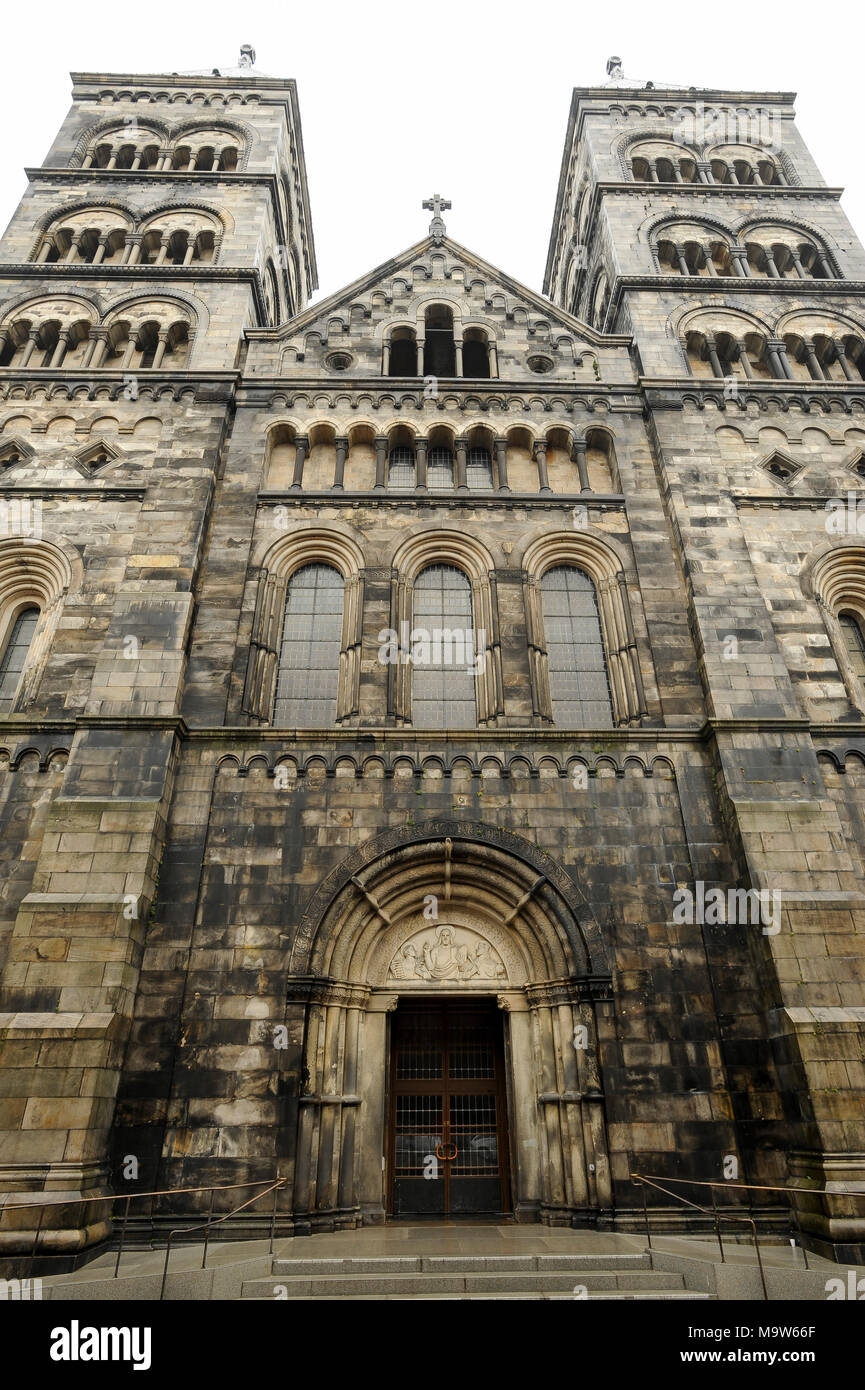 Romanesque Lunds domkyrka (Lund Cathedral) in Lund, Scania, Sweden ...