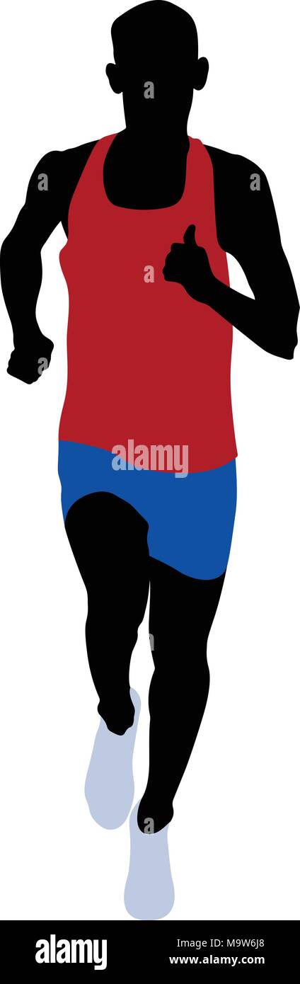 male runner athlete red shirt blue running short leggings Stock Vector ...