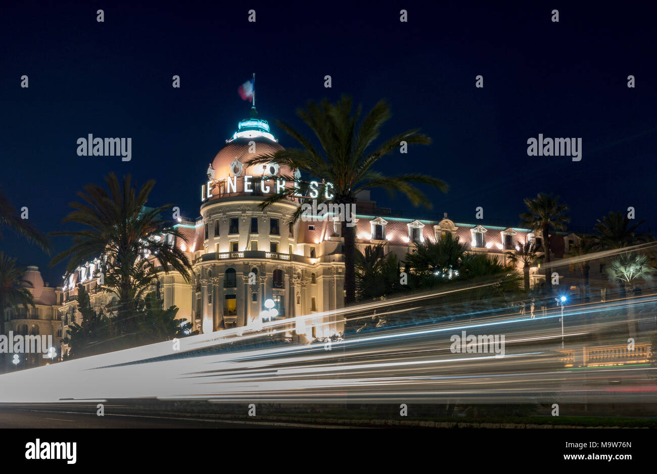 Negresco Hotel at night, Promenade des Anglais, Nice Stock Photo - Alamy