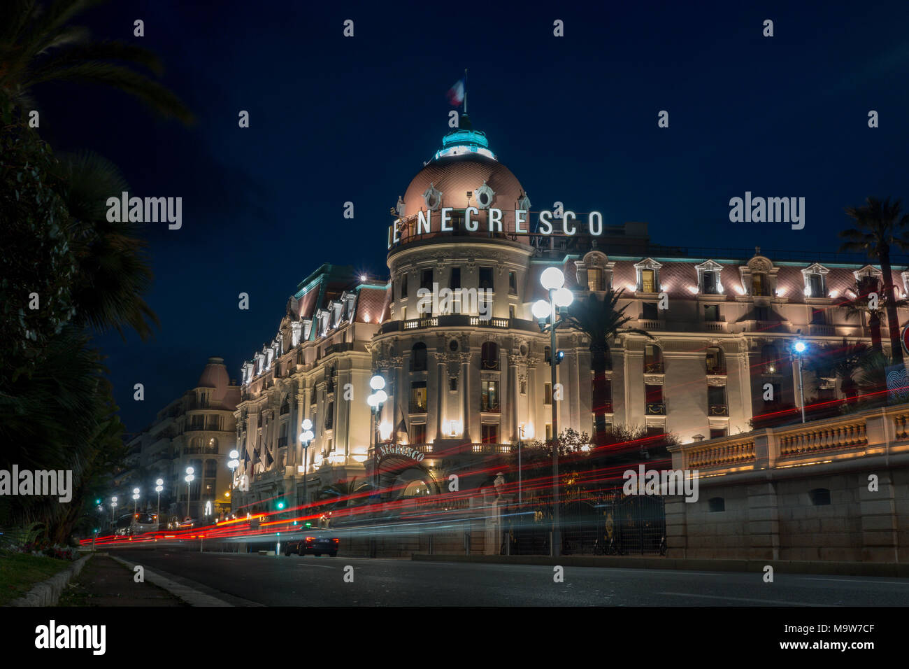 Negresco Hotel at night, Promenade des Anglais, Nice Stock Photo - Alamy