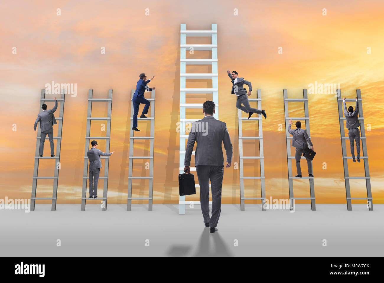 Career progression concept with various ladders Stock Photo - Alamy