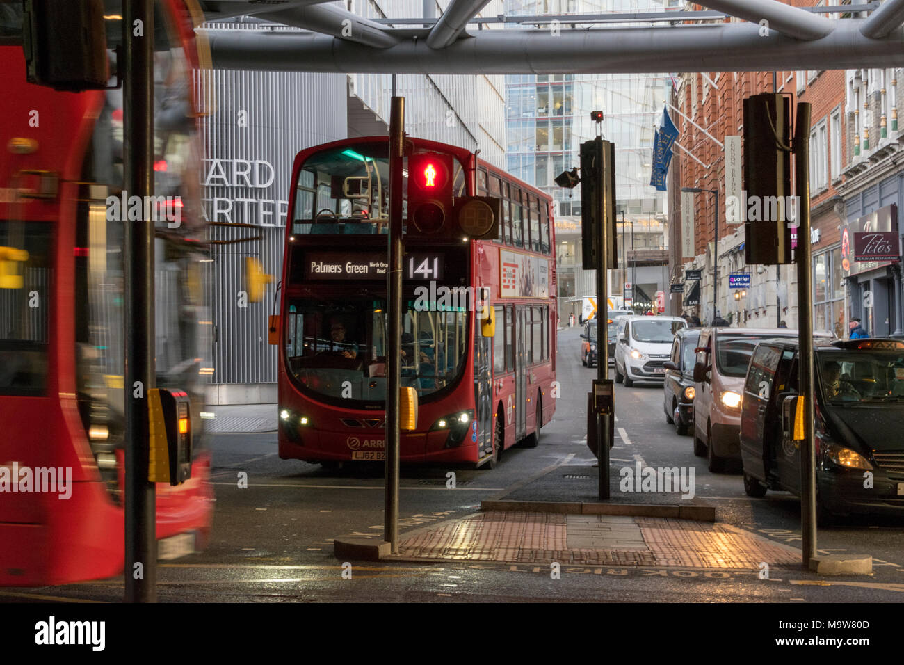 London buses by the shard Stock Photo - Alamy