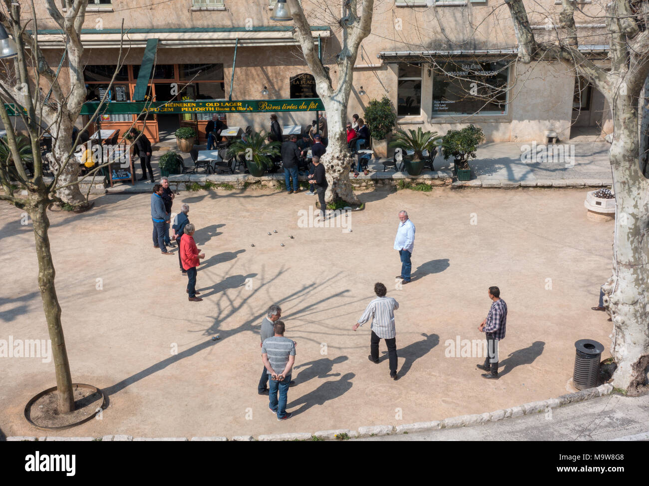 St Paul de Vence Provence French way of life men playing boules boule ...