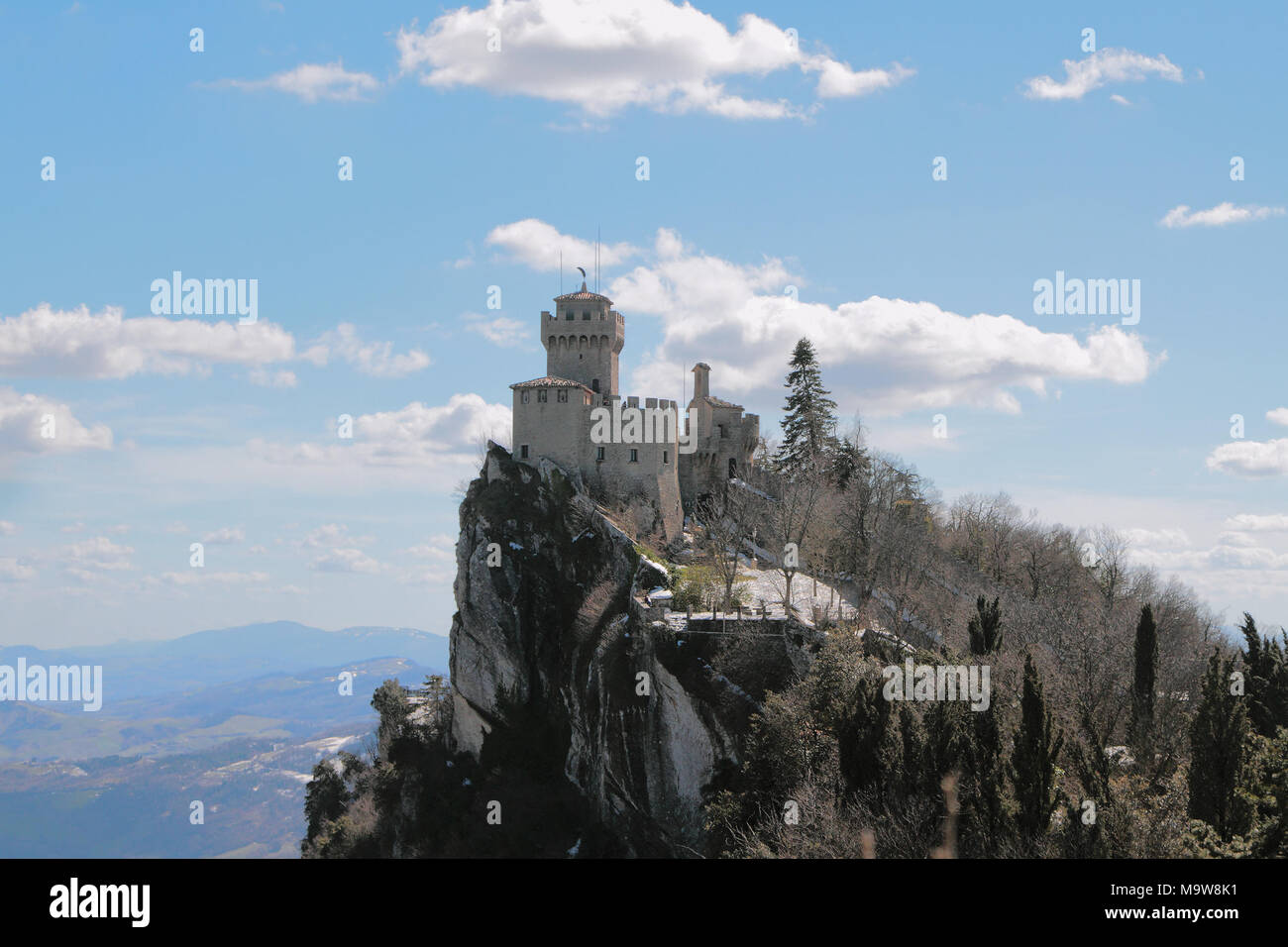 Tower fortress at Monte-Titano Mount top. Chesta, San Marino Stock ...
