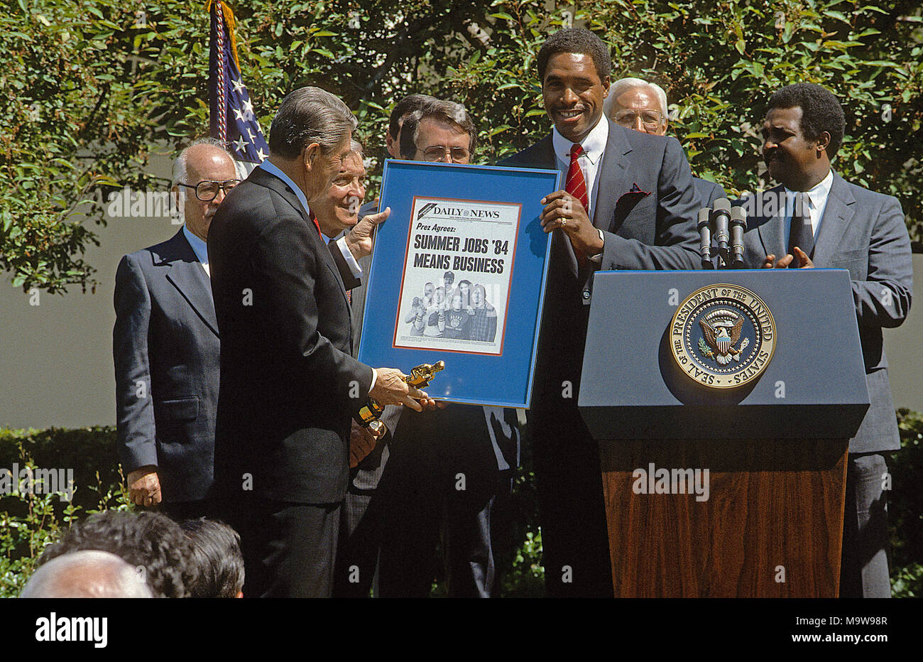 Washington DC., USA, May 17, 1984 President Ronald Reagan summer jobs ...
