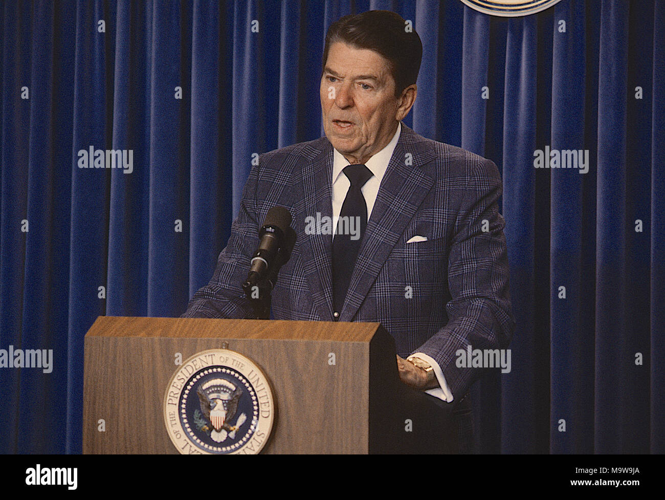 Washington DC., USA, December 27, 1983 President Ronald Reagan in the ...