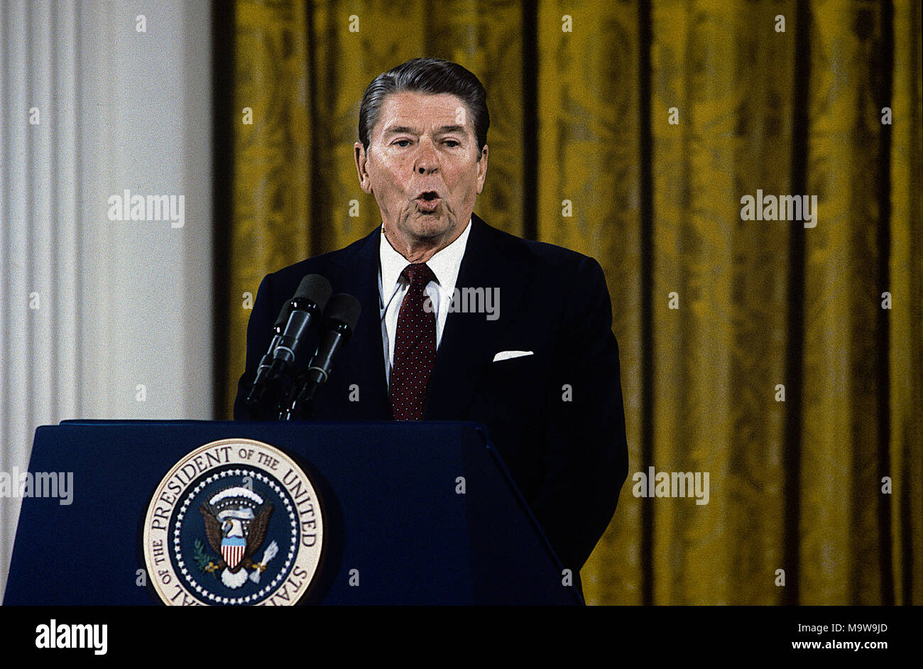 Washington DC. USA, April 4, 1984 President Ronald Reagan news ...