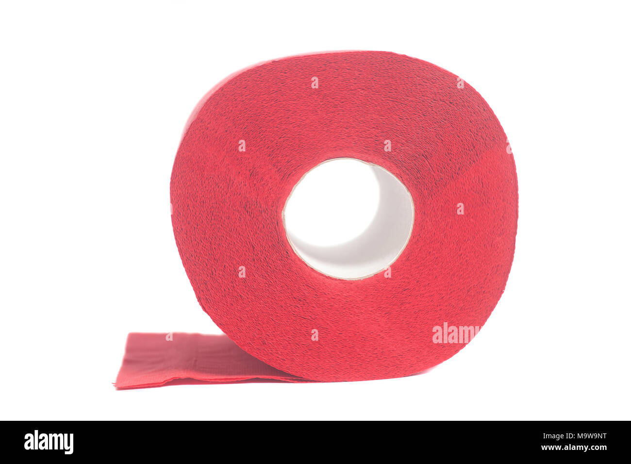 Red simple toilet paper isolated on white background Stock Photo - Alamy