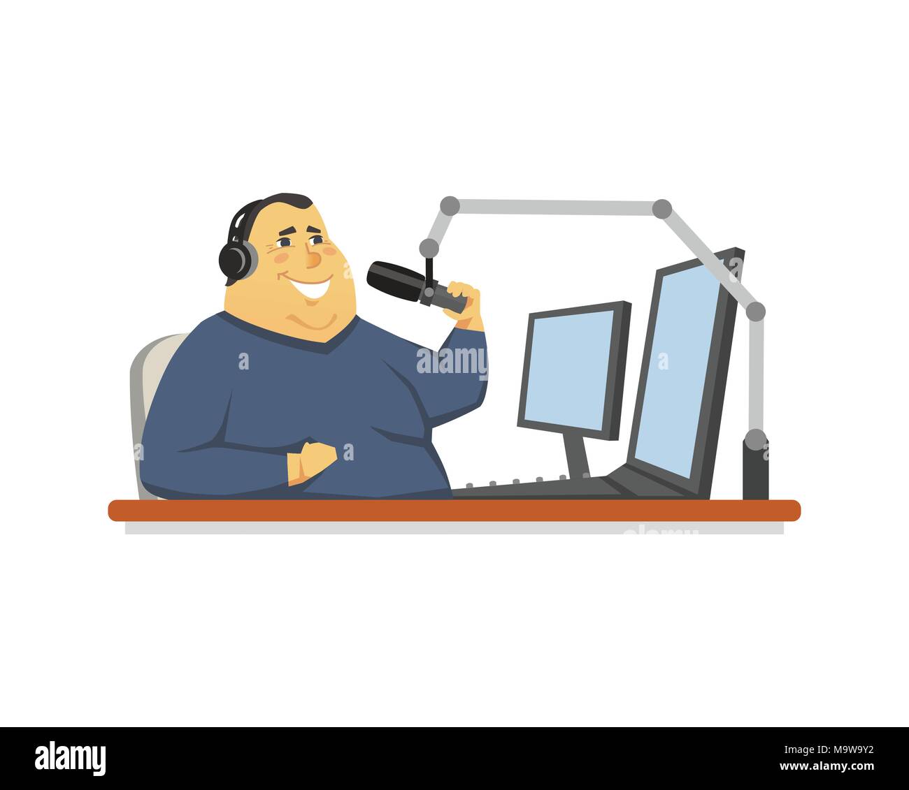 Radio presenter - cartoon people character isolated illustration Stock ...