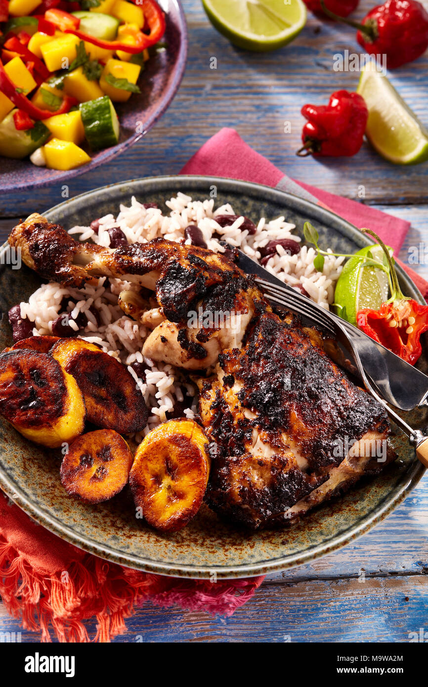 Jamaican marinaded jerk chicken hi-res stock photography and images - Alamy