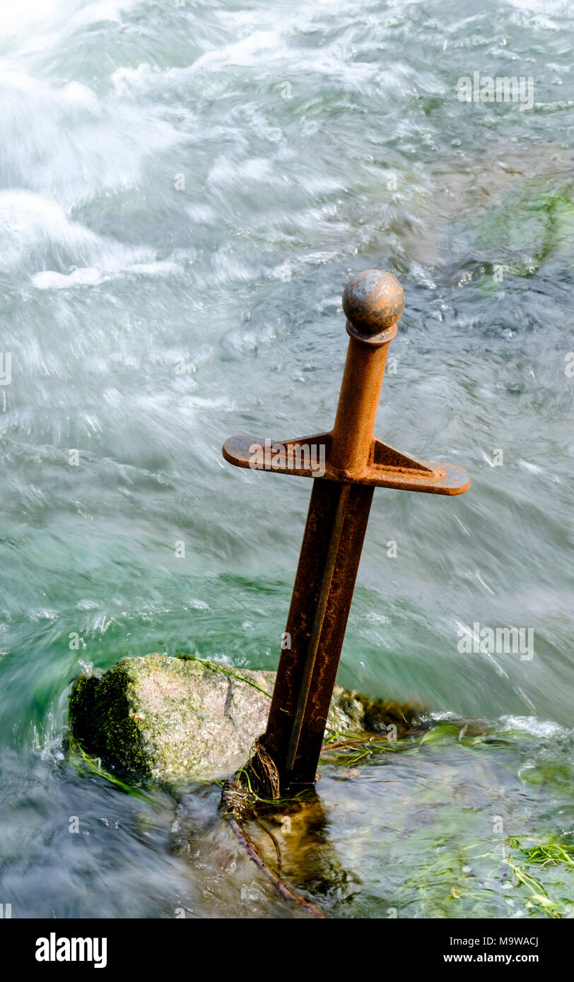 Sword in the Stone in the River Cheddar Yeo , cheddar somerset england ...