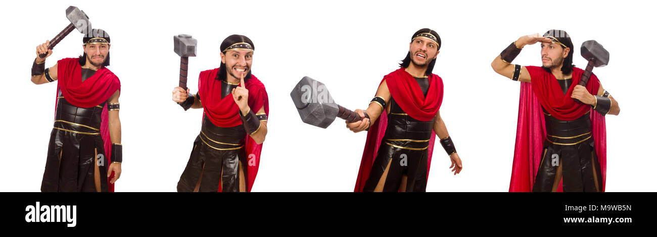 Gladiator with hammer isolated on white Stock Photo - Alamy
