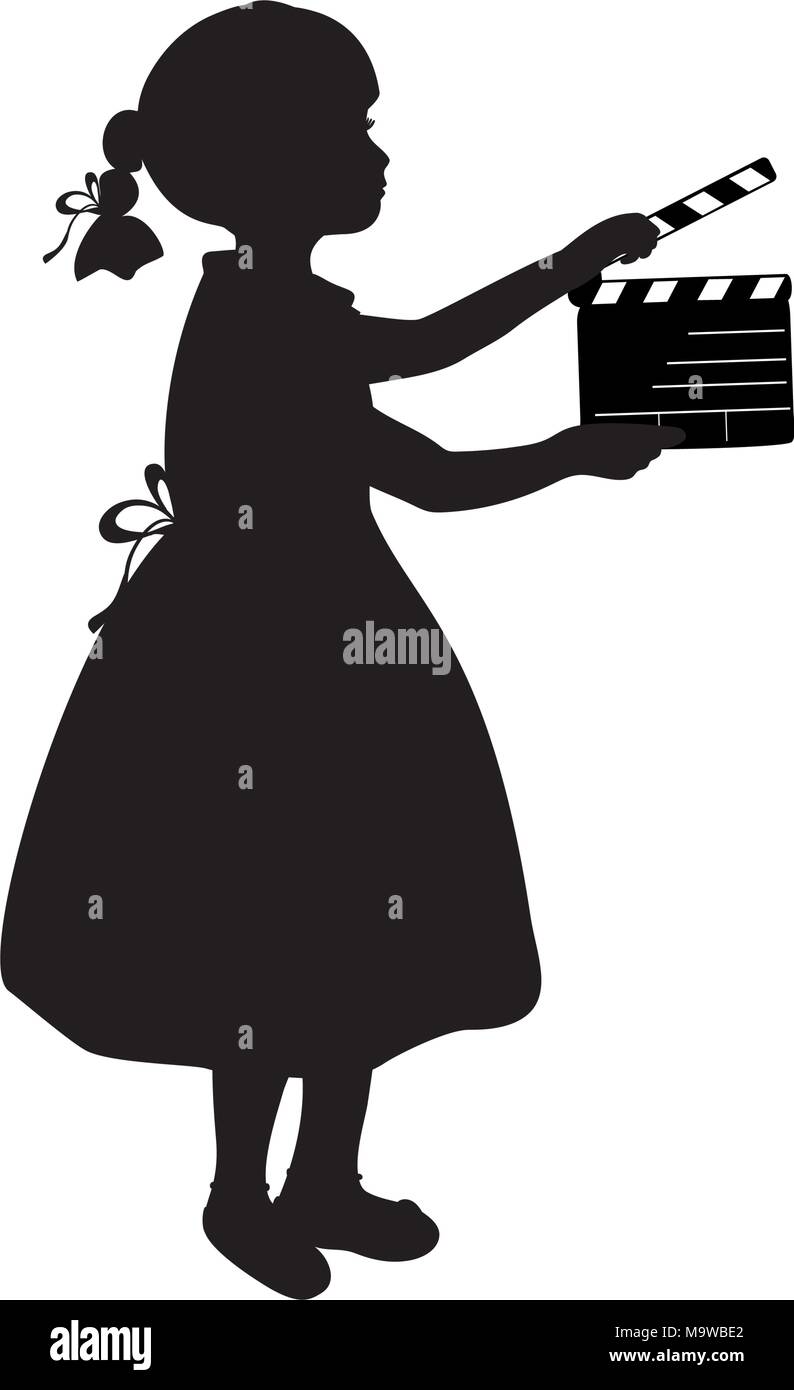 Silhouette girl makes movies film camera Stock Vector Image & Art - Alamy
