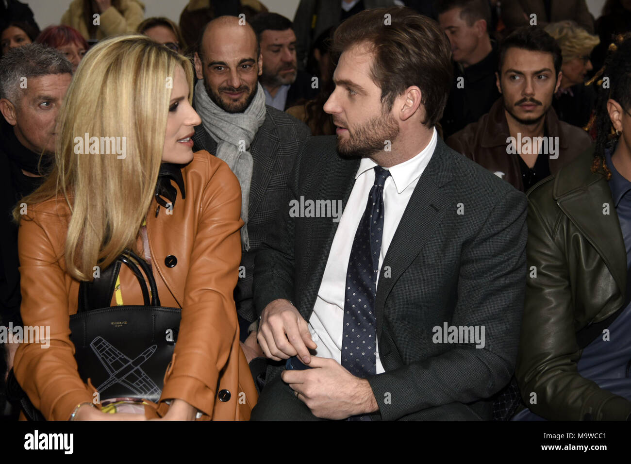 Milan Fashion Week Autumn/Winter 2018 - Trussardi - Front Row Featuring: Michelle Hunziker ...