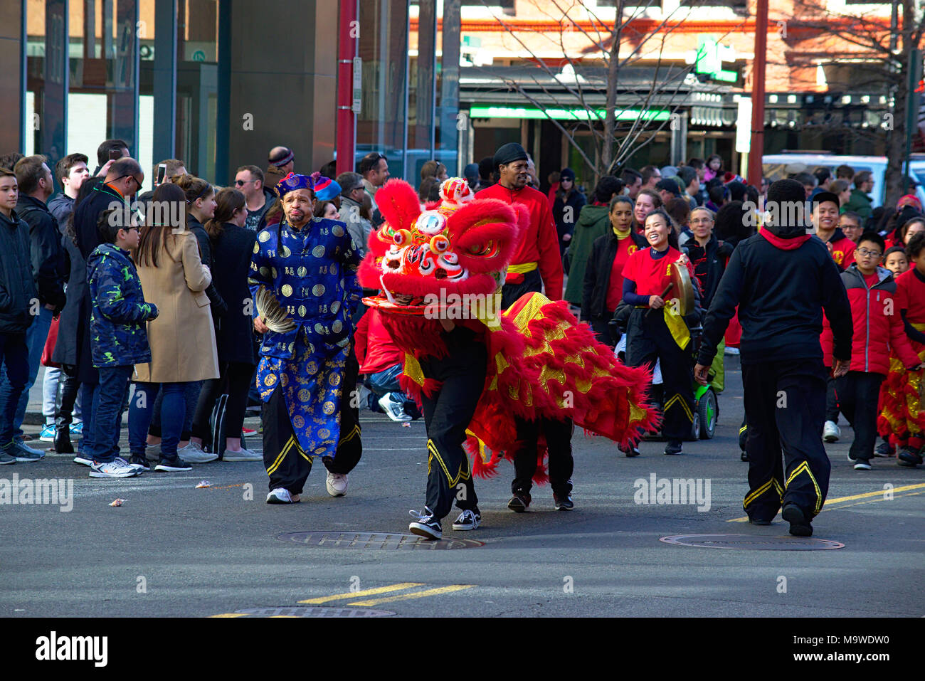 Chinese Lion Dancing during 2018 Chinese New Year Parade in Washington ...