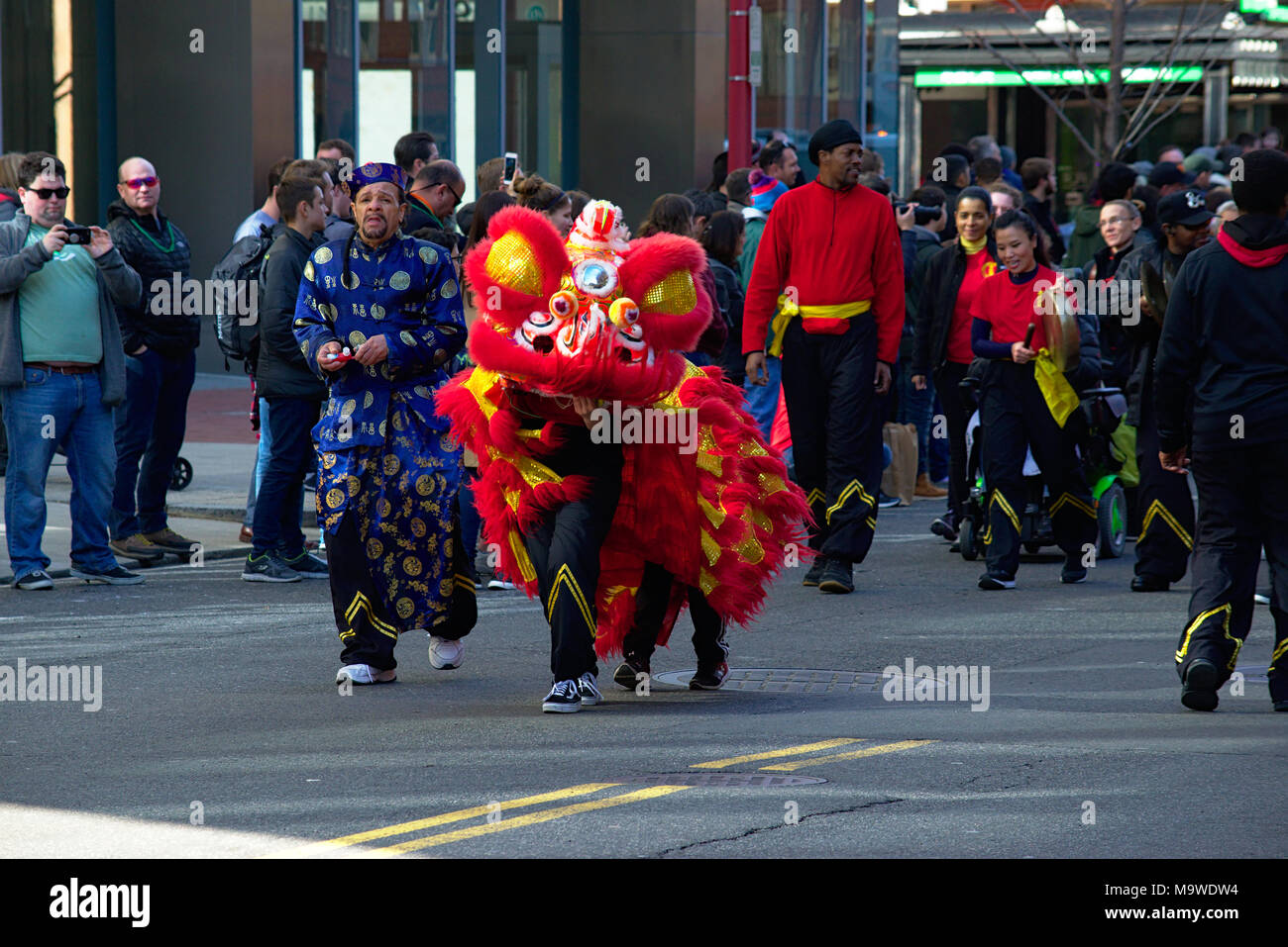Chinese Lion Dancing during 2018 Chinese New Year Parade Stock Photo ...