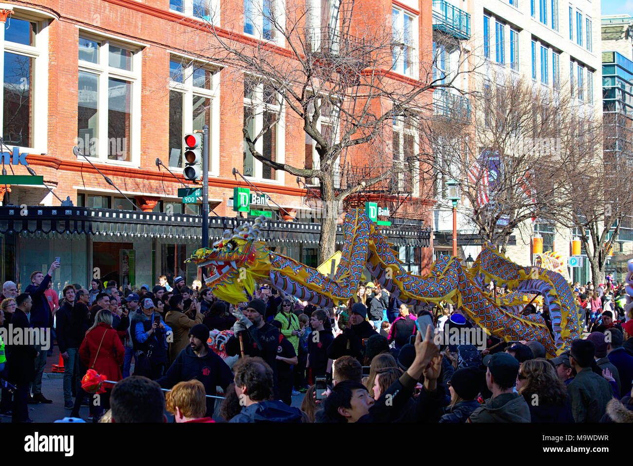 Chinese Yellow Dragon during Parade Stock Photo - Alamy