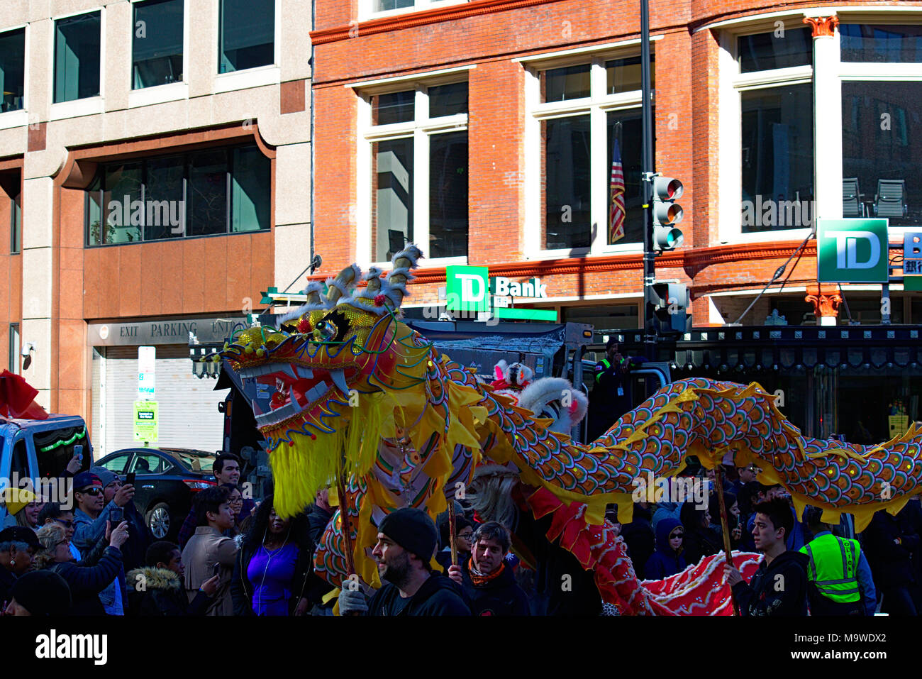 Chinese Yellow Dragon during Parade Stock Photo - Alamy
