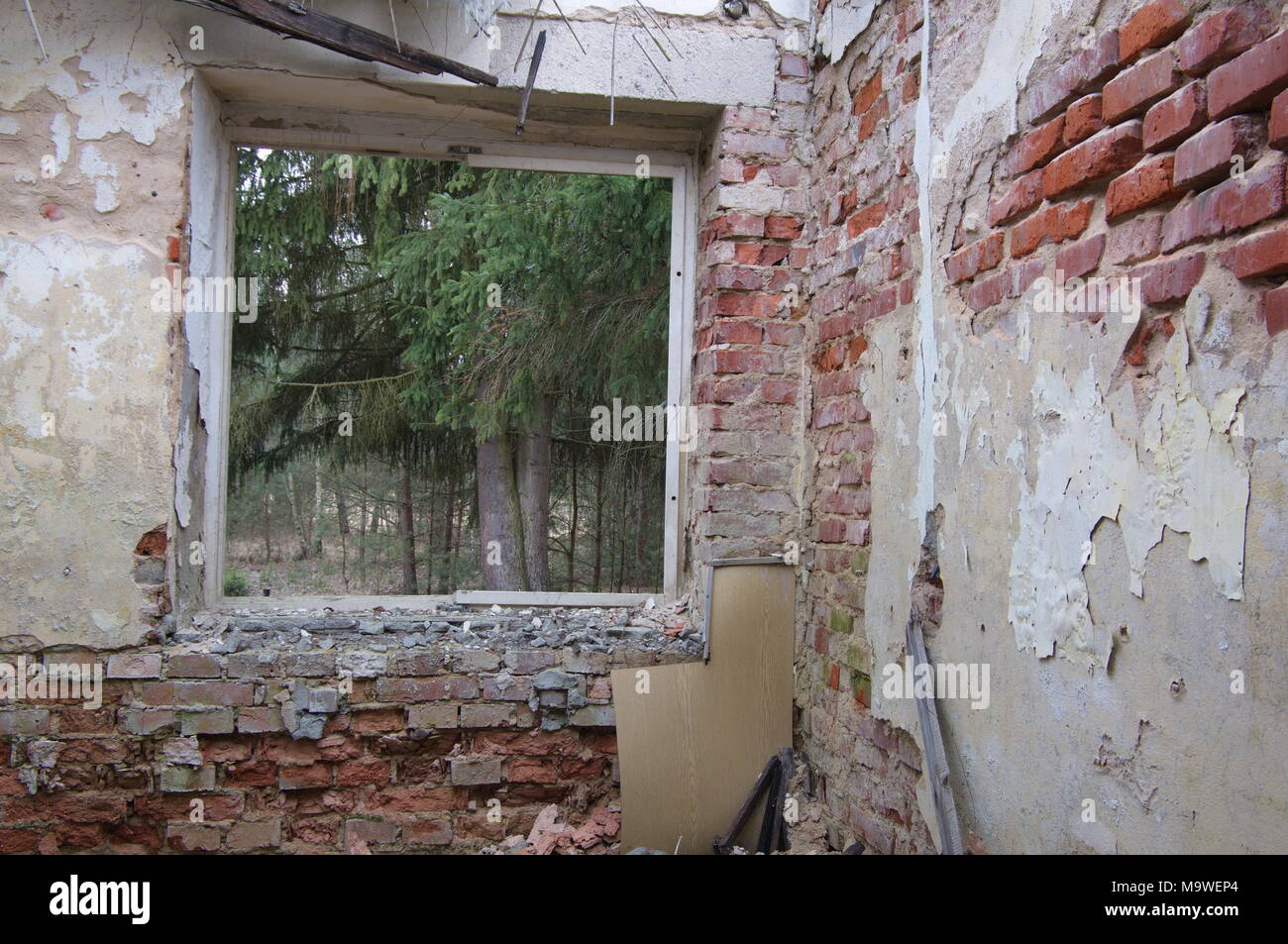 A ruin of military building in the former military area Ralsko, Czech ...