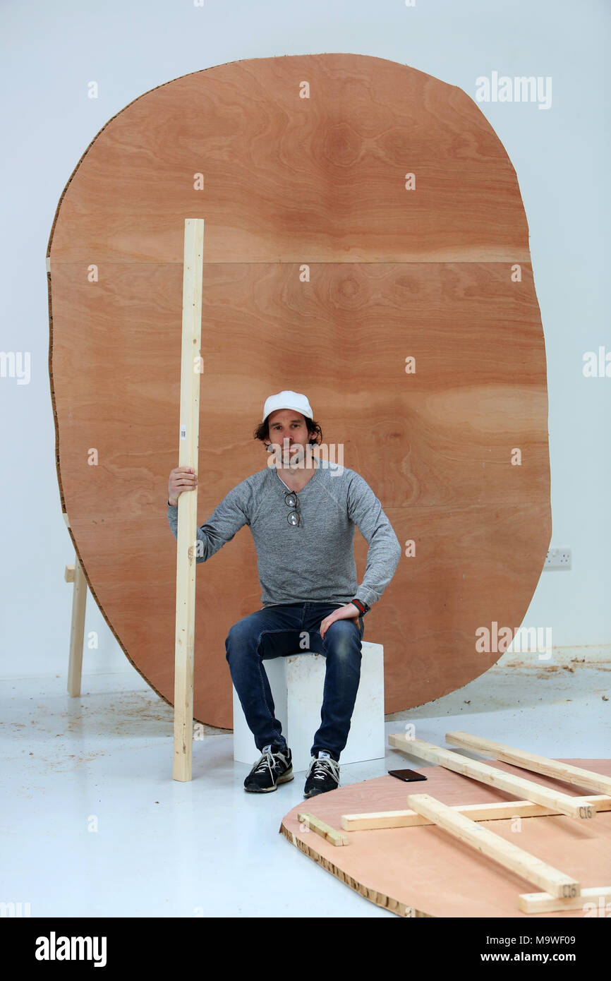Artist Olaf Breuning pictured installing his work at the CASS Sculpture ...