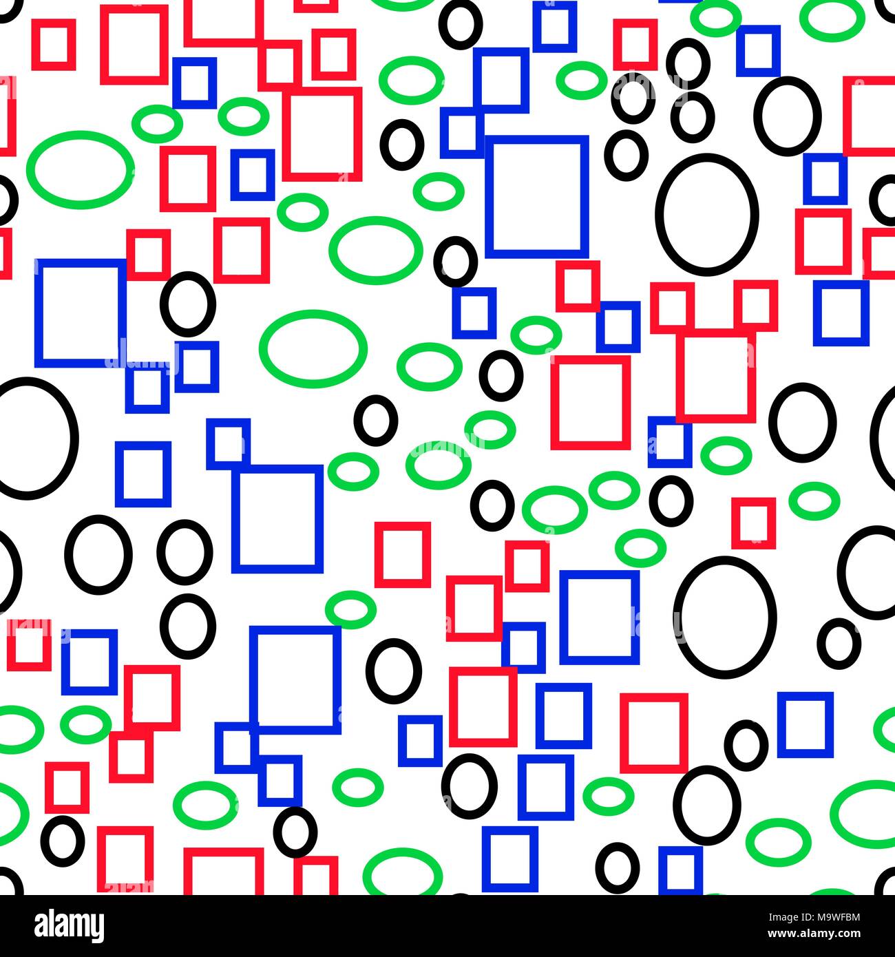 Vector seamless pattern of multi-colored primitive geometric shapes ...