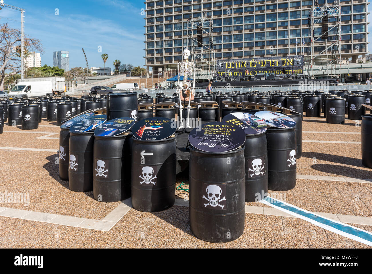 Israel, Tel Aviv-Yafo - 23 March 2018: Demonstration on Kikar Rabin ...
