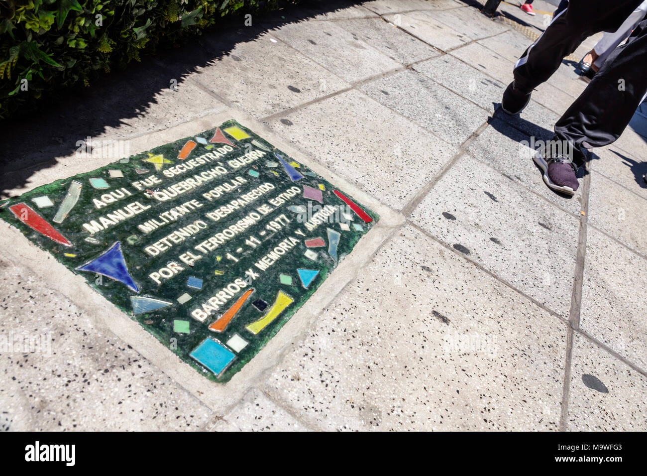 Buenos Aires Argentina,Avenida Las Heras,sidewalk,memorial plaque ...