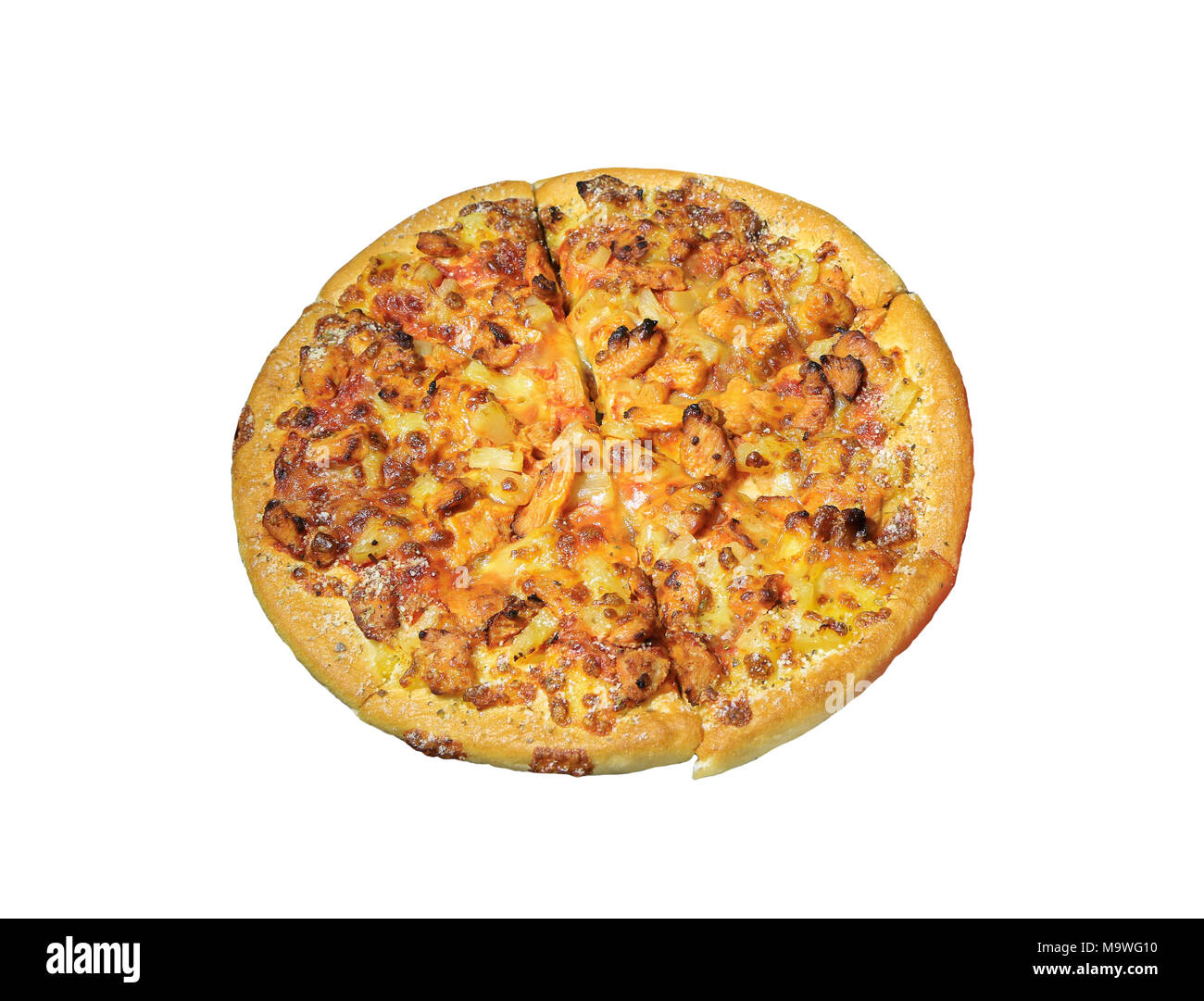 Pizza close up isolated over white background. Top view Stock Photo - Alamy