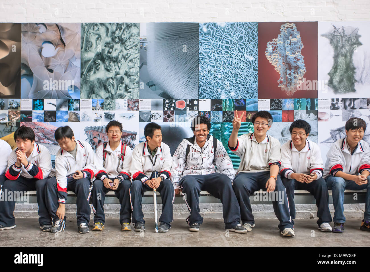 BEIJING-OCT. 16, 2010. Group of students visit 798 Art Zone, an area of ...