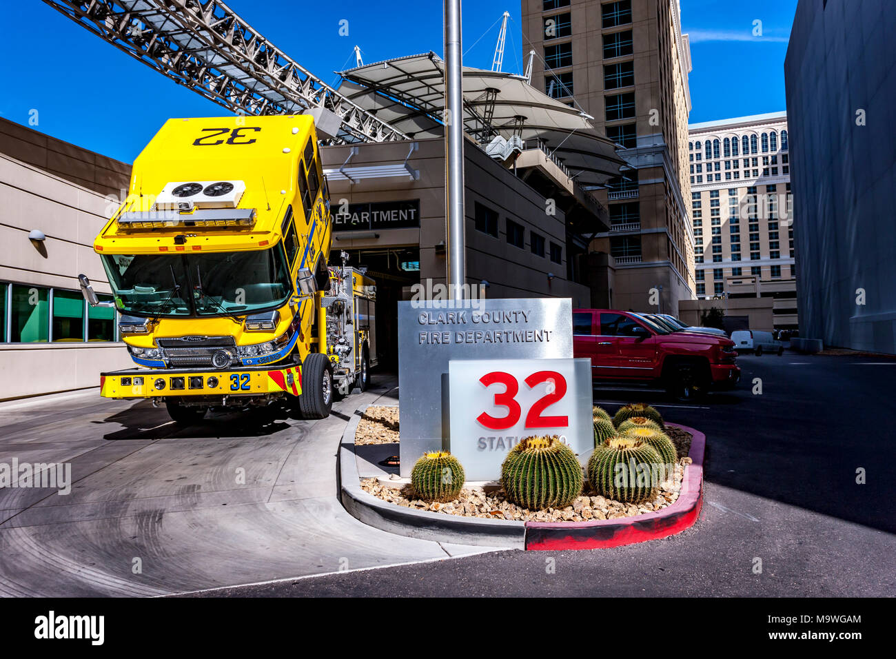 Clark County Fire Department, Fire truck parked up near the Vdara hotel ...