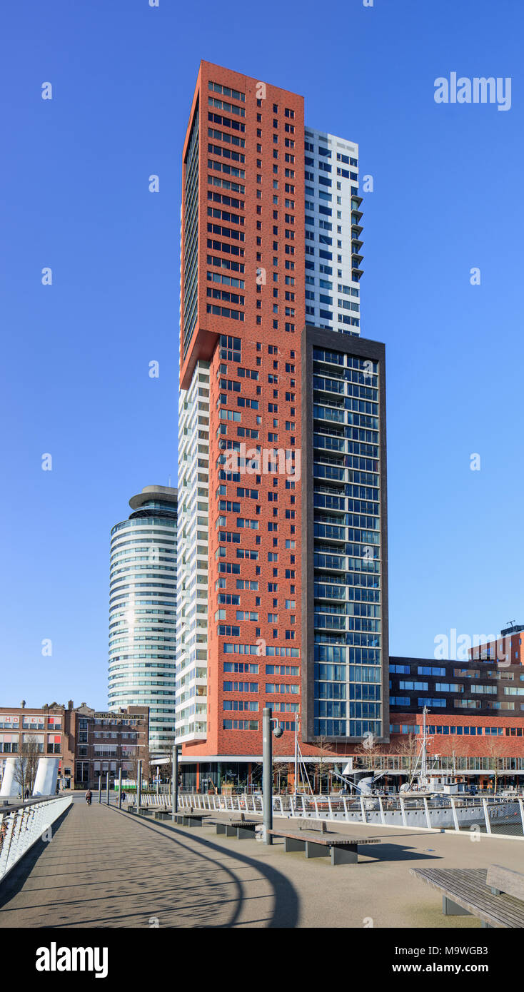 ROTTERDAM-FEB. 7, 2018. Montevideo tower, the highest residential tower ...