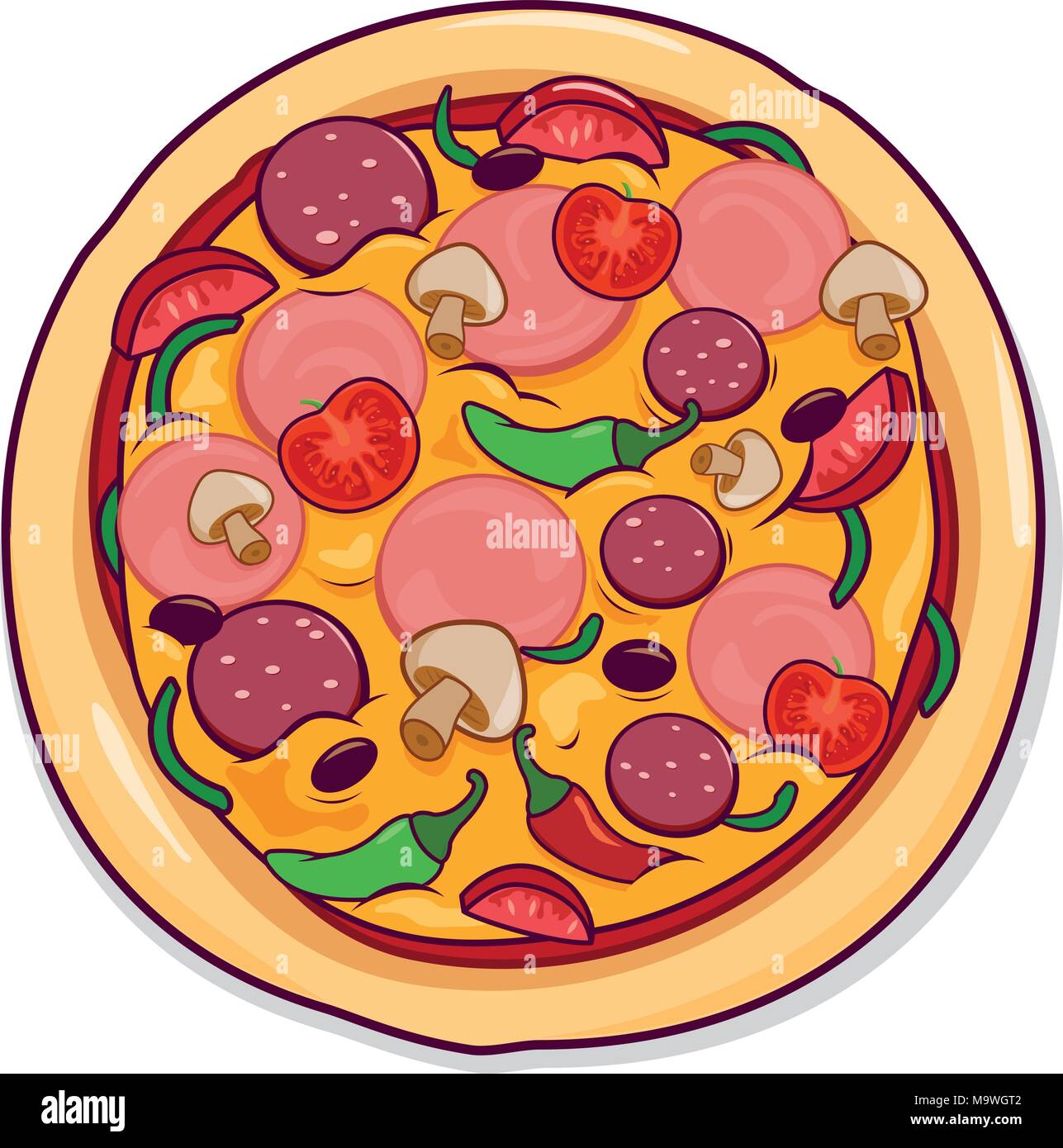 Pepperoni pizza sausage mushrooms Stock Vector Images - Alamy