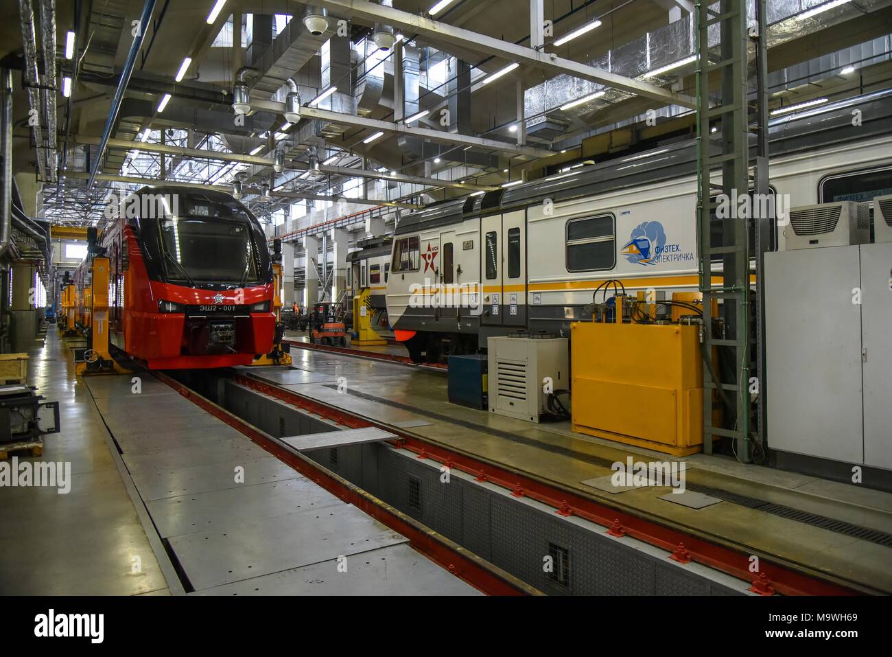 Moscow, Russia. 28 March, 2018. Stadler KISS double-deck high speed ...