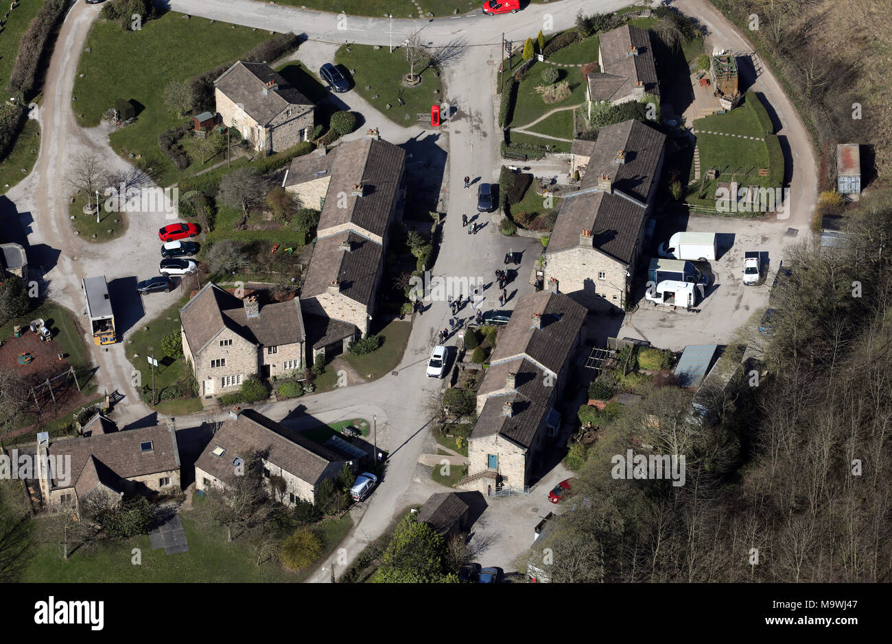 aerial view of the Emmerdale TV location set Stock Photo - Alamy