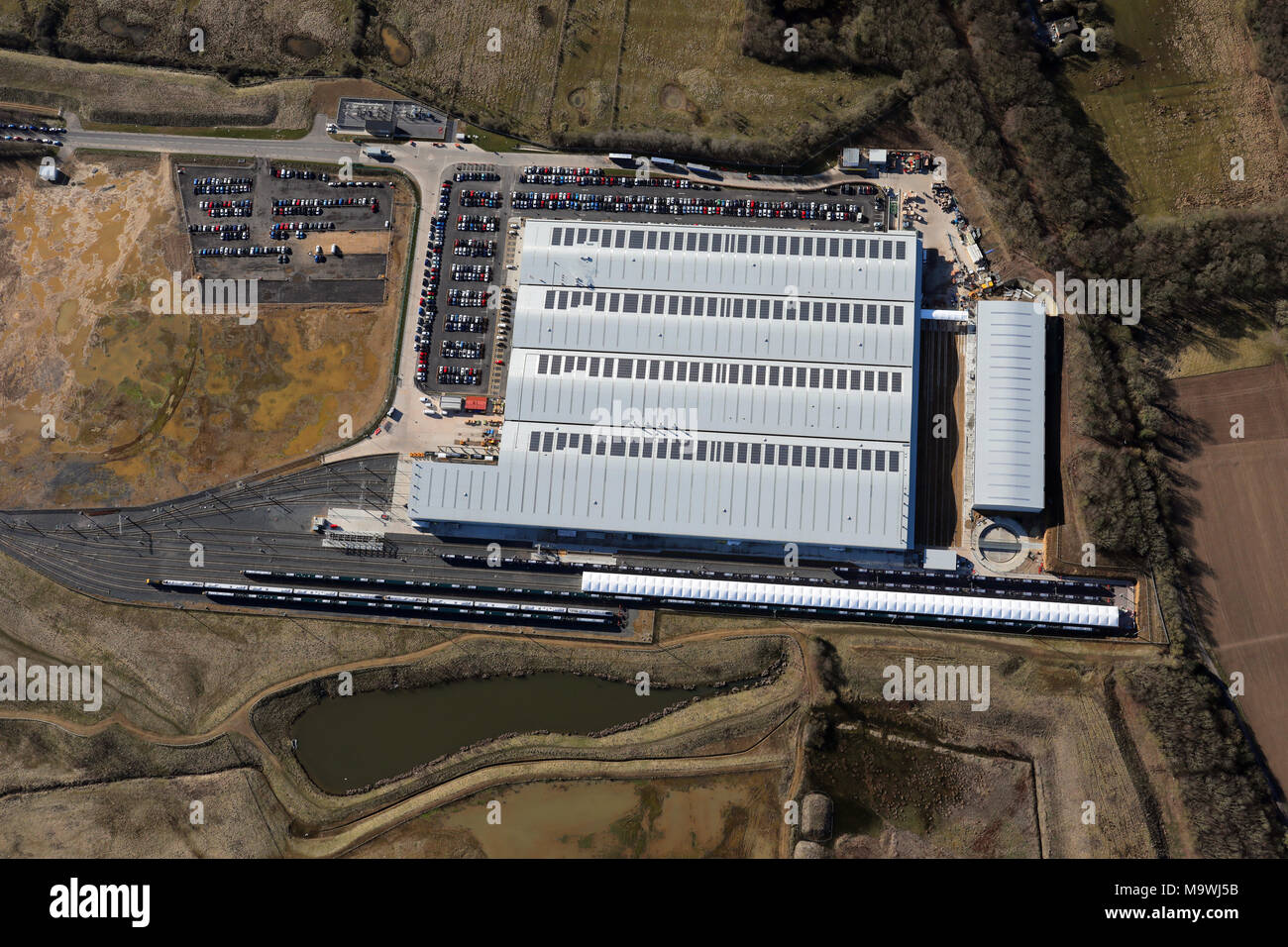 aerial view of Hitachi Rail Europe factory at Newton Aycliffe, County ...