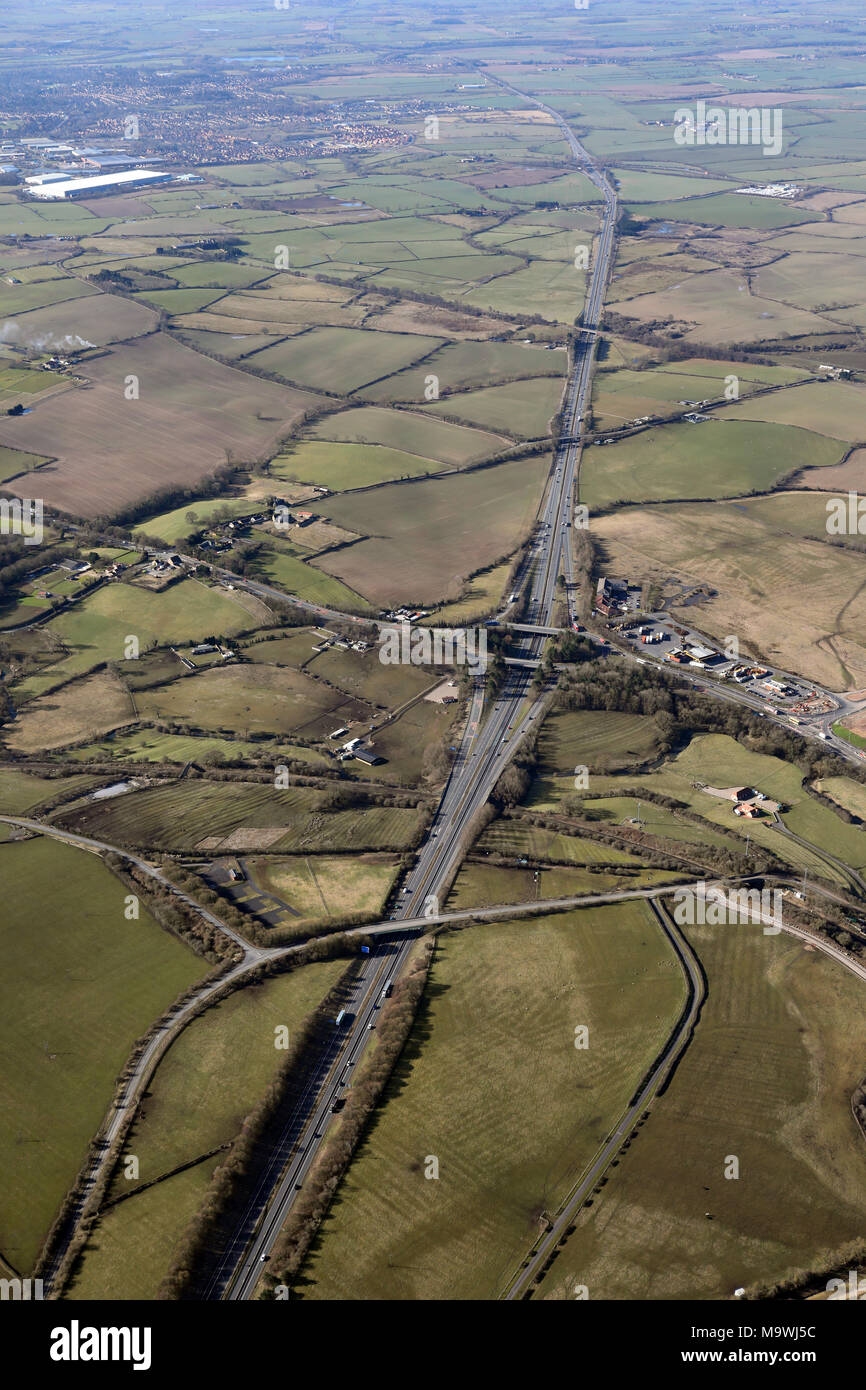 aerial view looking south of junction 59 of the A1(M) at Newton ...