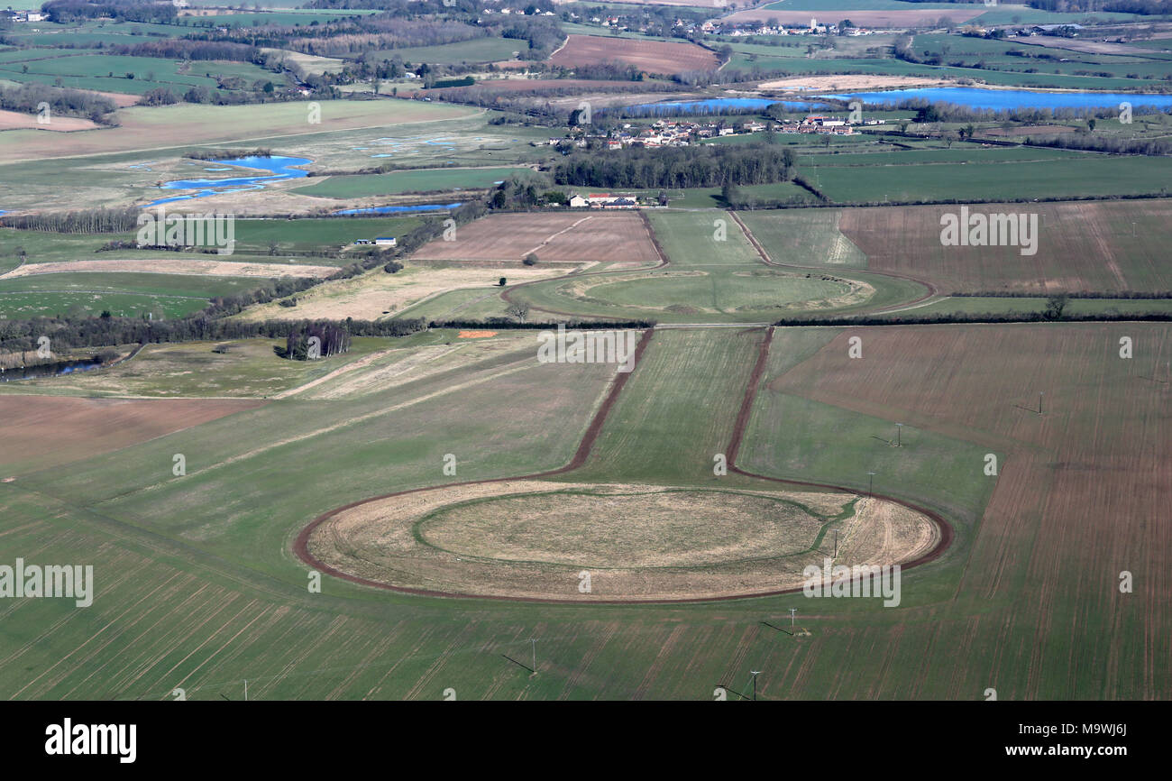 aerial view of The Thornborough Henges near Masham in North Yorkshire ...