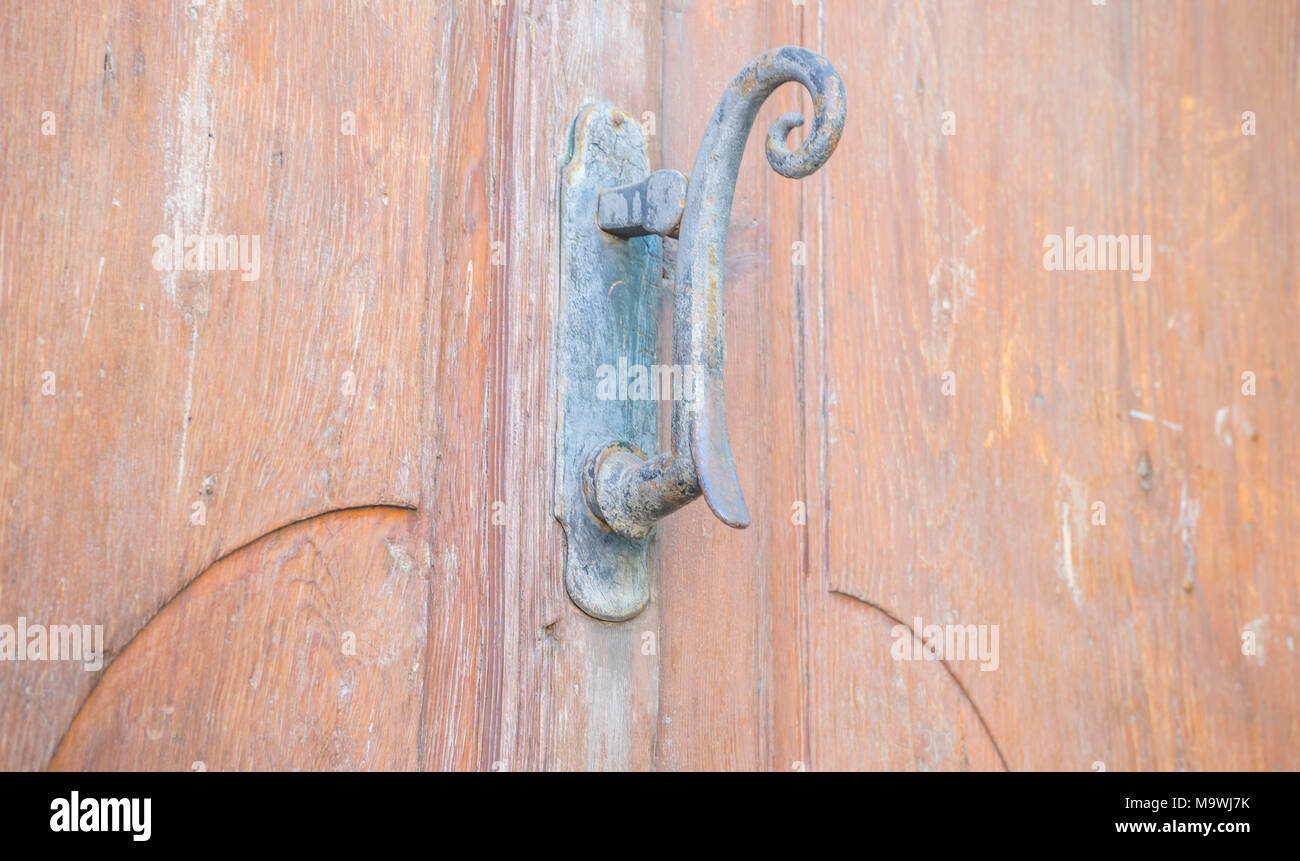 Wooden door with iron fasteners, City of Segovia, famous for its Roman ...