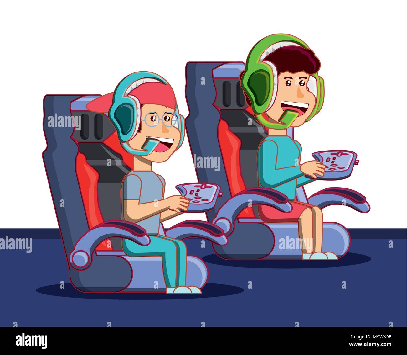 kids playing with video game console vector illustration Stock Vector ...