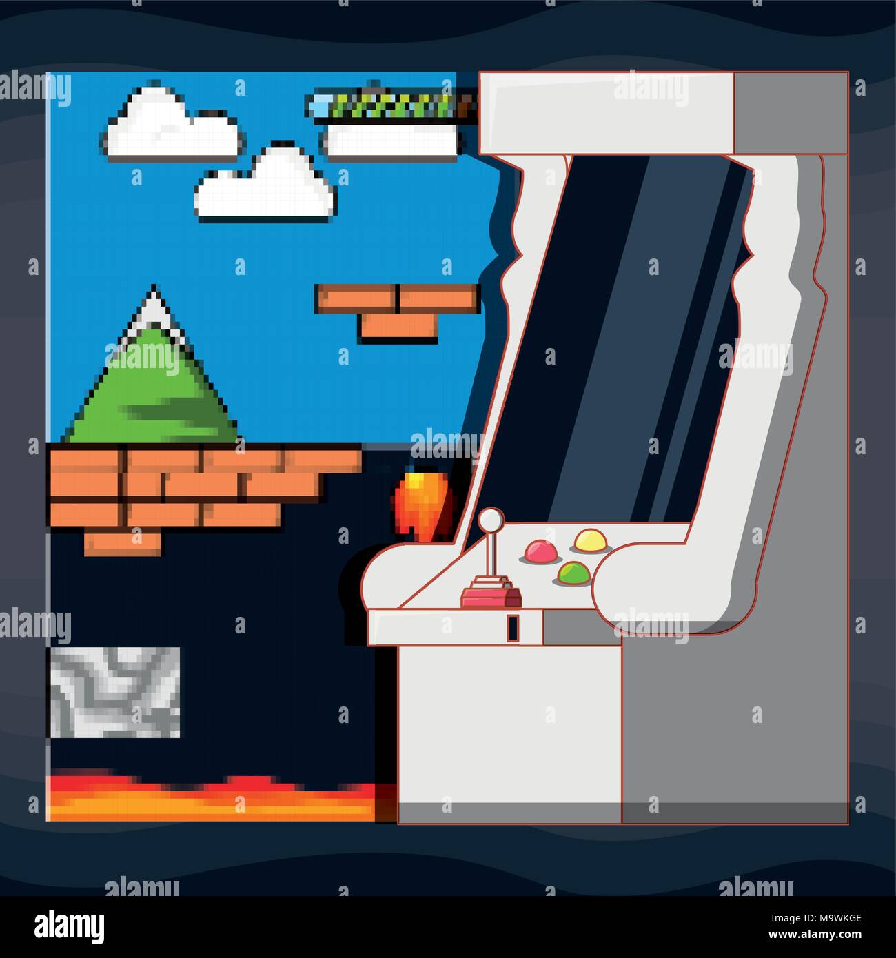 video game scene interface with console vector illustration Stock ...