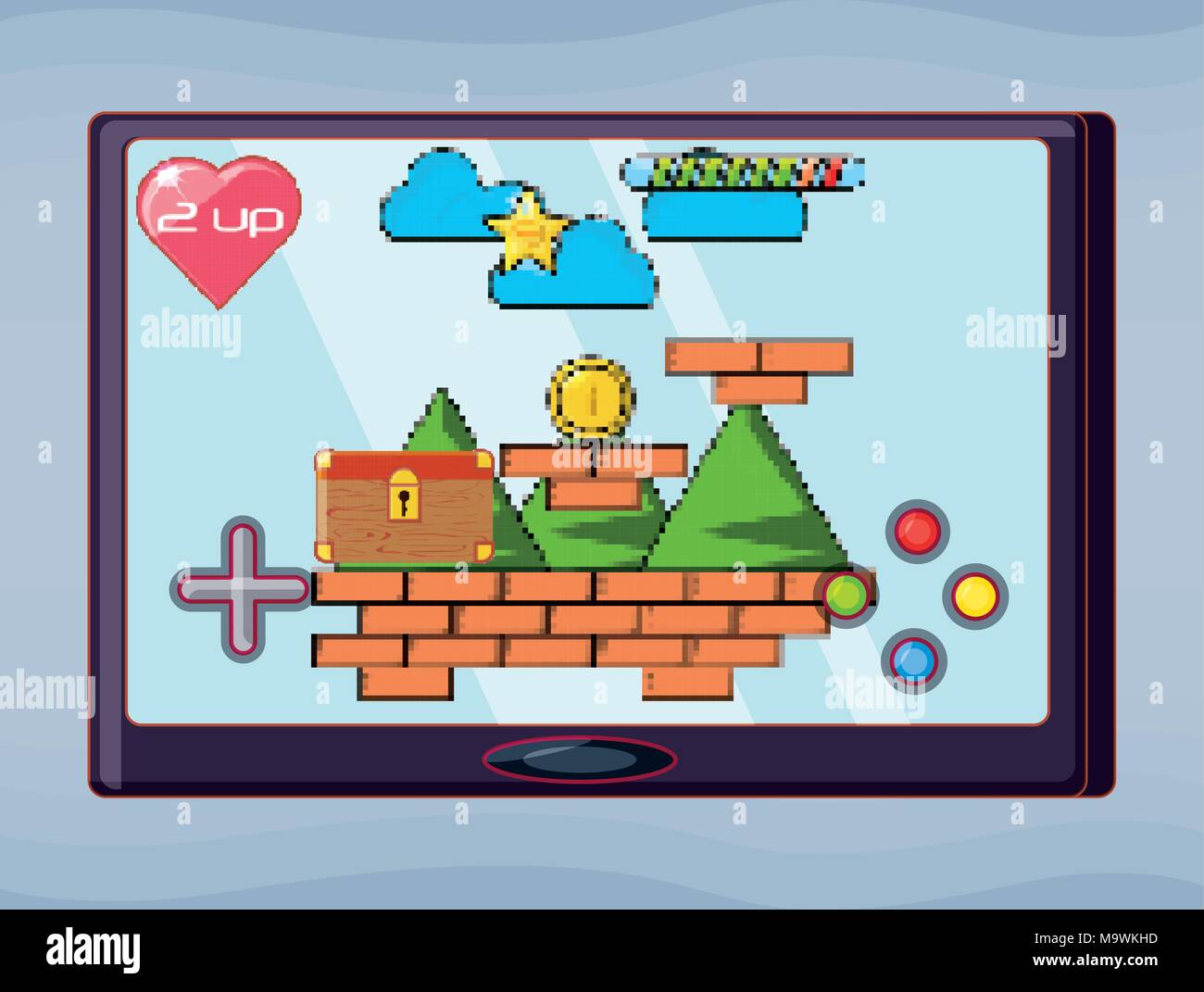 video game scene interface with console vector illustration Stock ...
