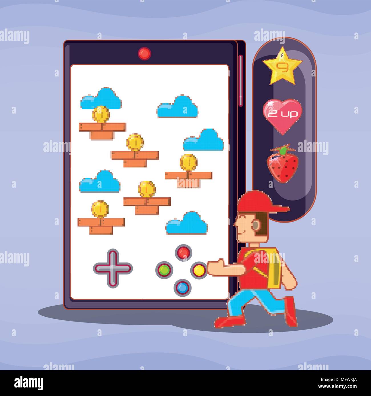 boy playing with video game console vector illustration Stock Vector ...