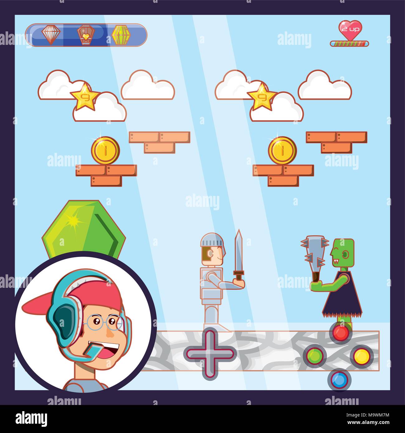 boy playing with video game console vector illustration Stock Vector ...