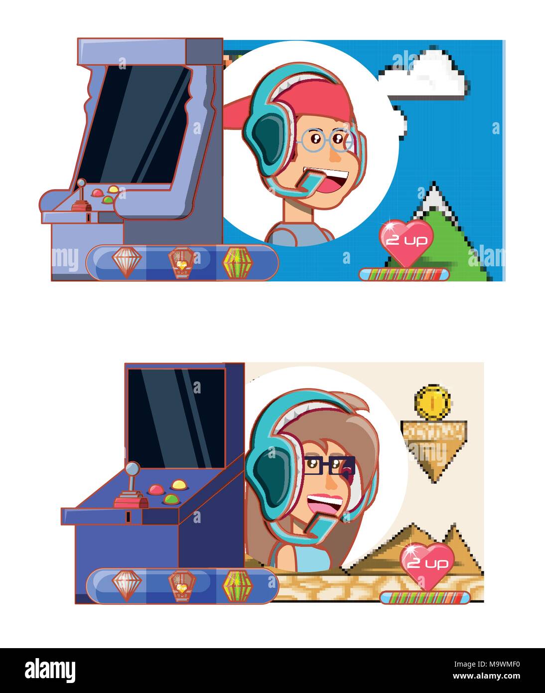 kids playing with video game console vector illustration Stock Vector ...