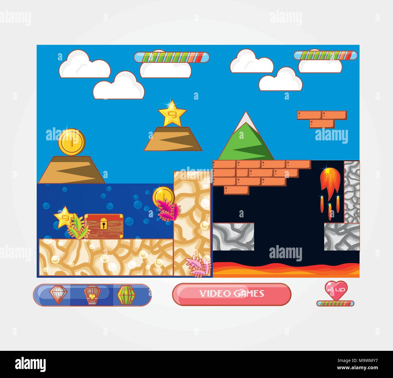 video game scene set icons vector illustration design Stock Vector ...
