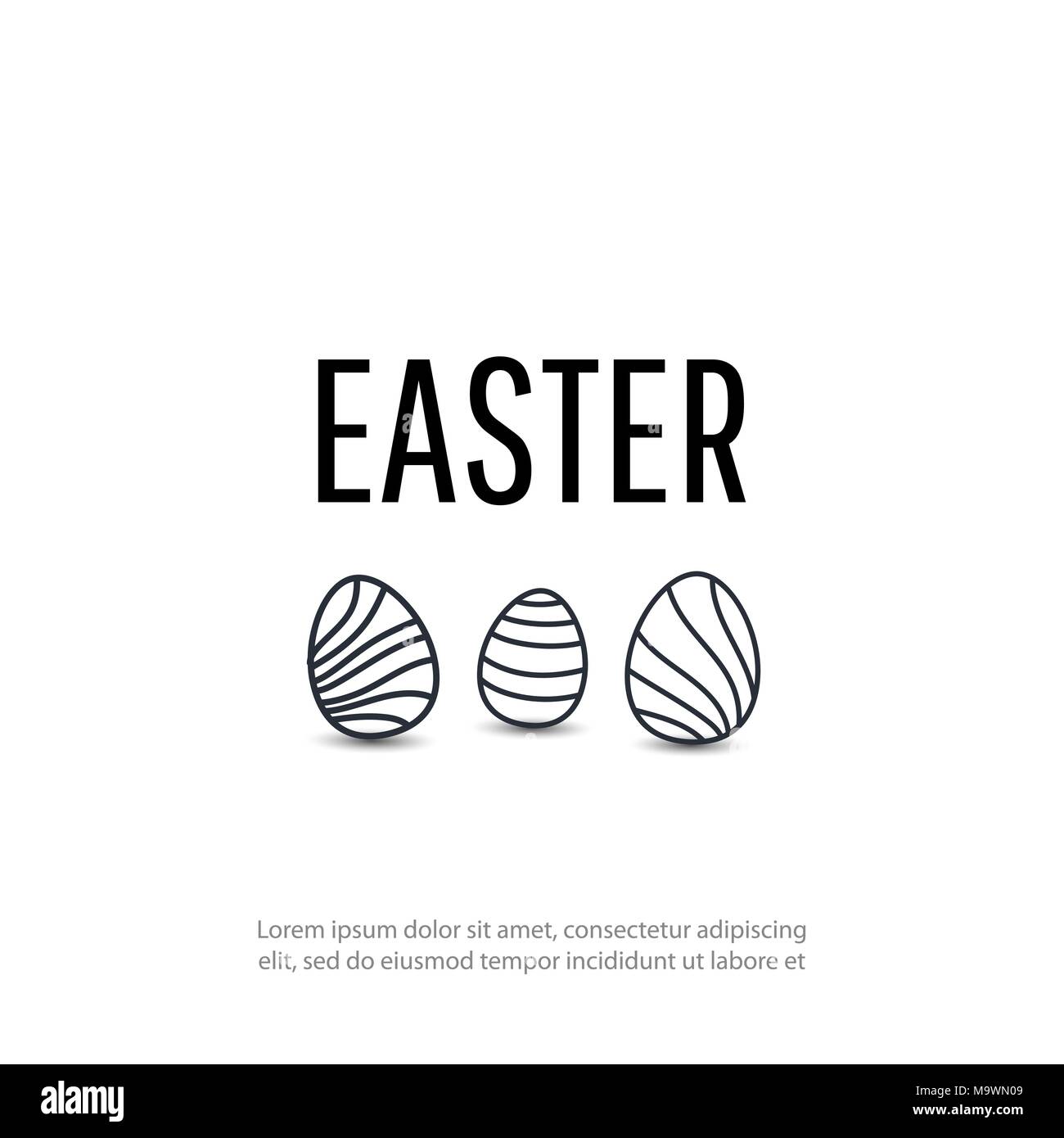 Vector cute poster for Easter Egg with line eggs. Concept for banner ...