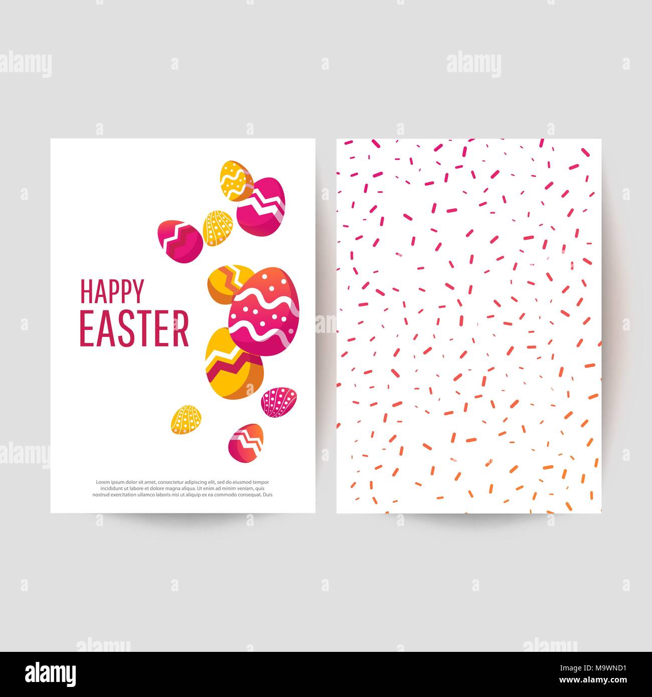 Happy Easter scene with eggs and rabbits. Concept for banner, flyer ...